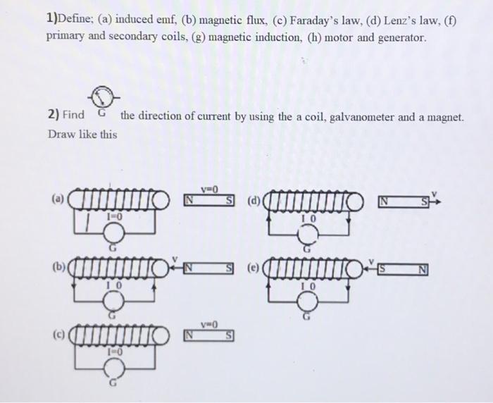 1)Define; (a) induced emf, (b) magnetic flux, (c) | Chegg.com