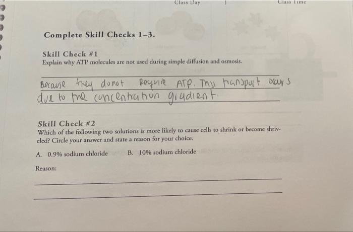 Solved Class Day Complete Skill Checks 1-3. Skill Check #1 | Chegg.com