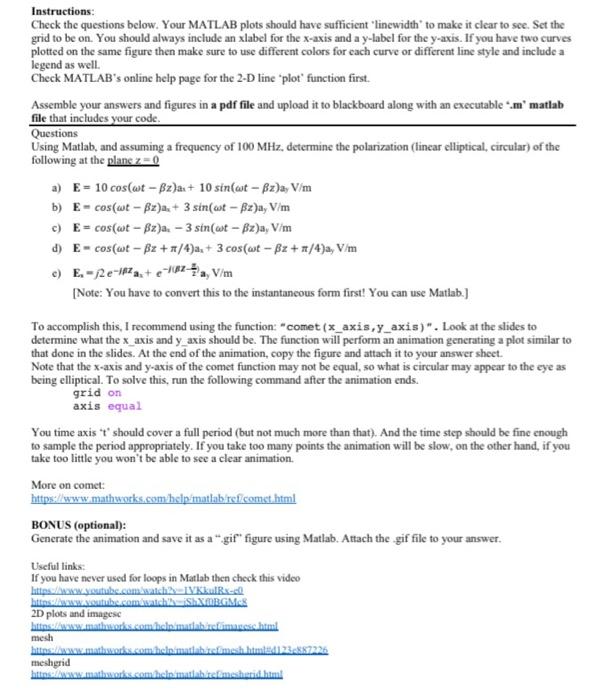 Instructions: Check the questions below. Your MATLAB | Chegg.com