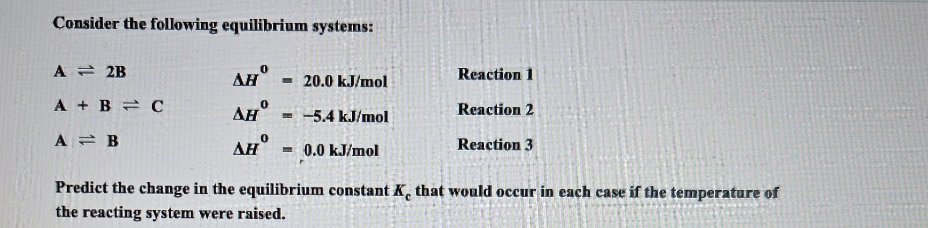 Solved Consider the following equilibrium | Chegg.com