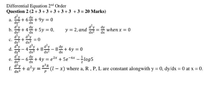 Solved Differential Equation 2 nd Order Question | Chegg.com