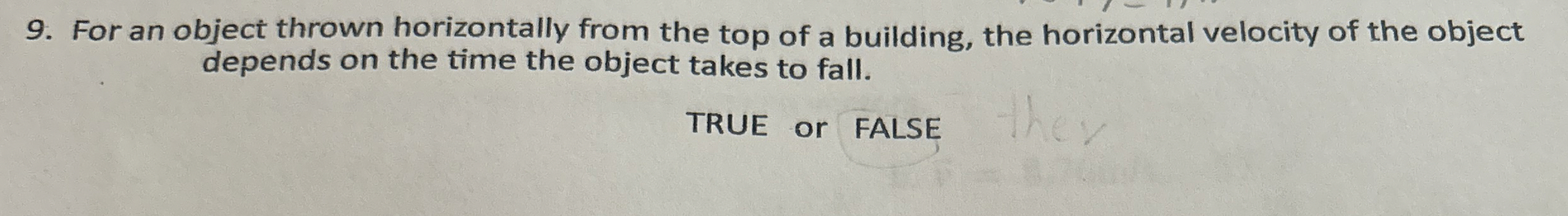 Solved For an object thrown horizontally from the top of a | Chegg.com