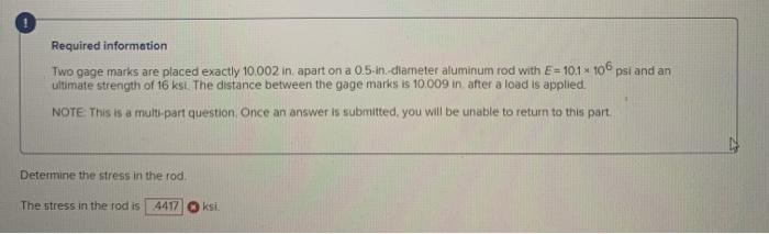 Solved Required information Two gage marks are placed | Chegg.com