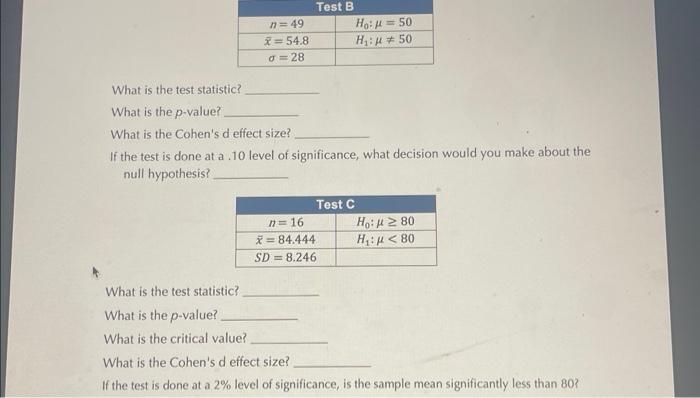 Tests without Data For these tests, you may use the | Chegg.com