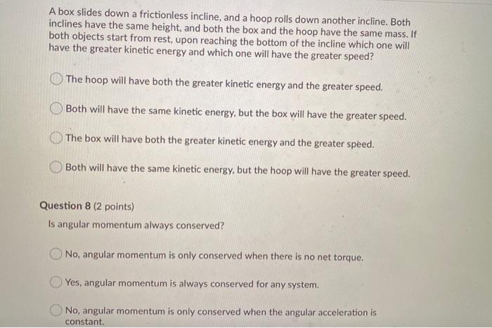 Solved A box slides down a frictionless incline, and a hoop | Chegg.com