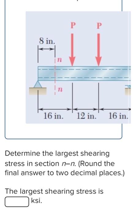 Solved Consider the beam and loading shown. Given: P=10 | Chegg.com