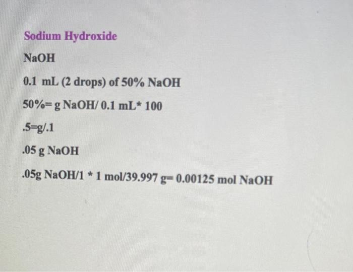 Solved a. Calculate the mass of NaOH necessary to prepare | Chegg.com