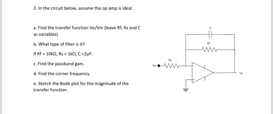 Solved In the circuit below, assume the op amp is ideal.a. | Chegg.com