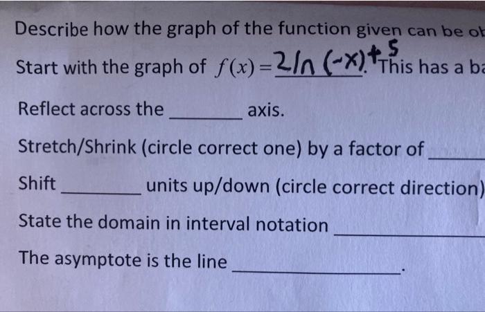 Solved Describe how the graph of the function given can be | Chegg.com
