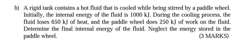 Solved b) A rigid tank contains a hot fluid that is cooled | Chegg.com