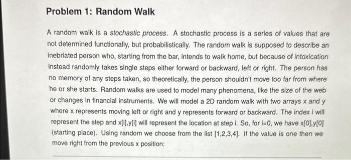 Solved A random walk is a stochastic process. A stochastic | Chegg.com