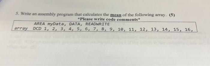 5 Write An Assembly Program That Calculates The Mean 0750