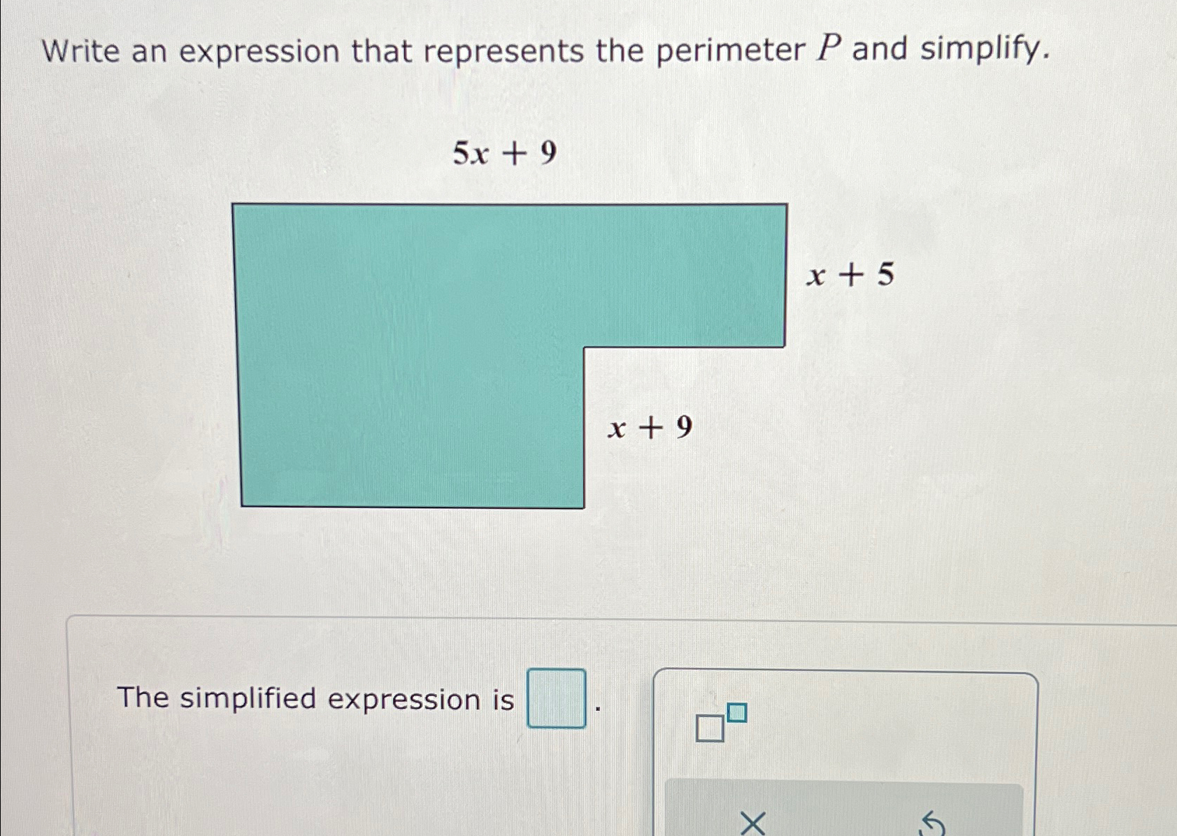 Solved Write an expression that represents the perimeter P | Chegg.com