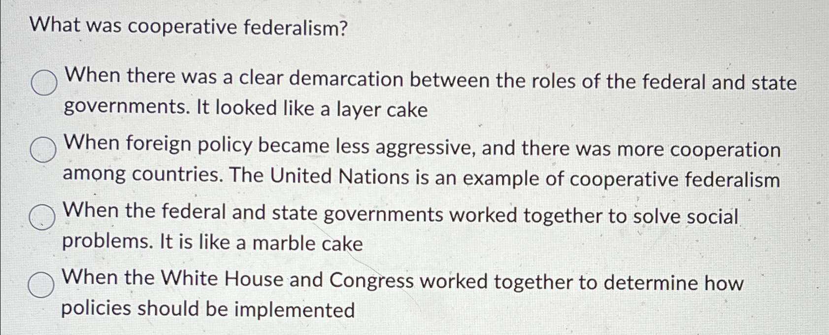 Solved What was cooperative federalism?When there was a | Chegg.com