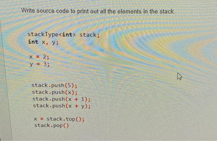 Solved Write source code to print out all the elements in | Chegg.com Solved Write source code to print out all the elements in | Chegg.com
