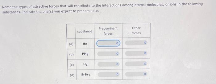 Solved Name the types of attractive forces that will | Chegg.com