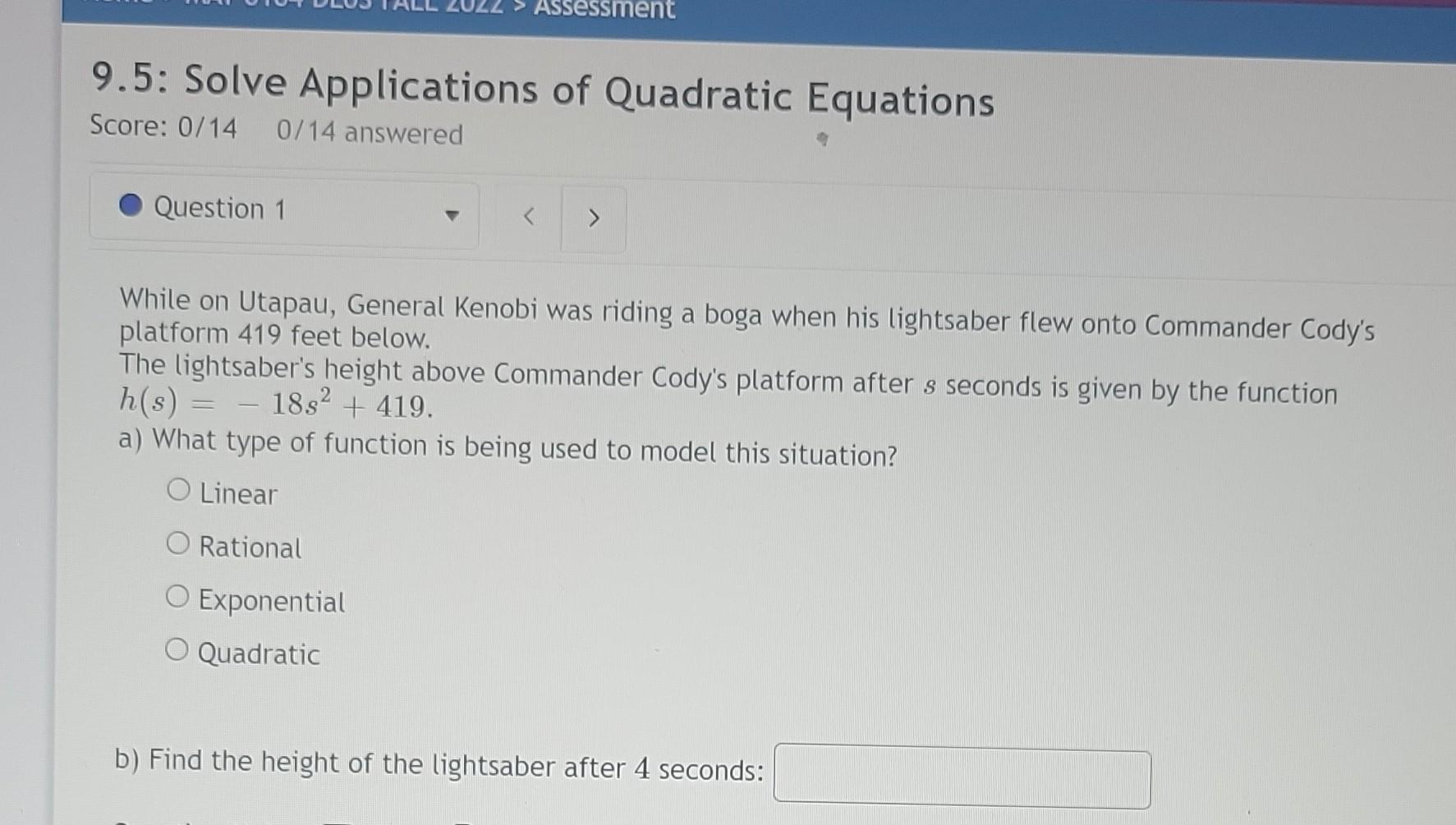 Solved 9.5: Solve Applications of Quadratic Equations Score: | Chegg.com