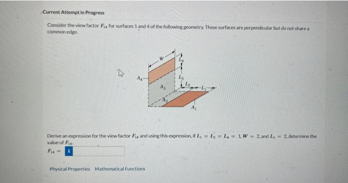 Solved Consider the view factor F14 for surfaces 1 and 4 of | Chegg.com