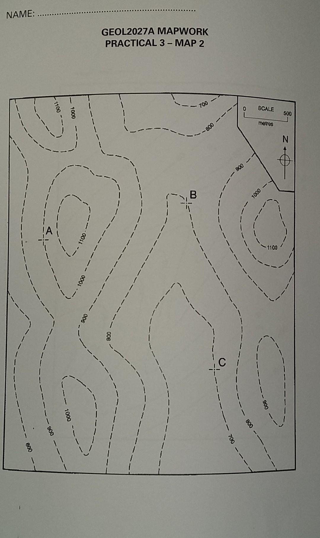 Solved NAME: GEOL2027A MAPWORK PRACTICAL 3 MAP 2 A vertical | Chegg.com