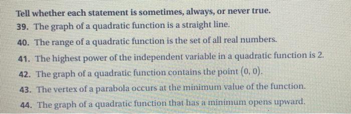 Solved Tell whether each statement is sometimes, always, or | Chegg.com