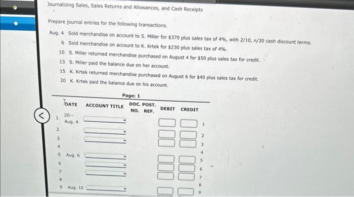 Solved Journalizing Sales, Sales Returns and Allowances, and | Chegg.com Solved Journalizing Sales, Sales Returns and Allowances, and | Chegg.com