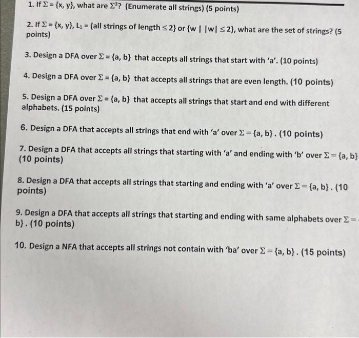 Solved 1. If Σ={x,y}, what are Σ3 ? (Enumerate all strings) | Chegg.com