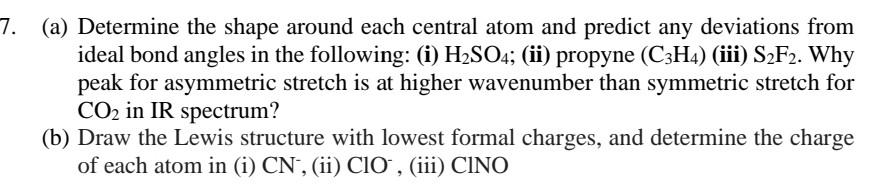Solved 7. (a) Determine the shape around each central atom | Chegg.com
