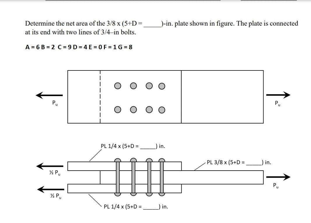 Solved Determine the net area of the 3/8×(5+D= )-in. plate | Chegg.com