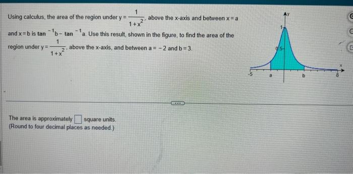 Solved Using calculus, the area of the region under y=1+x21, | Chegg.com