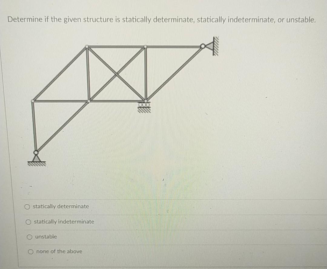 Solved Determine if the given structure is statically | Chegg.com