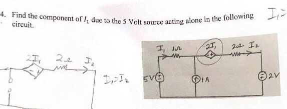 Solved in 4. Find the component of I, due to the 5 Volt | Chegg.com