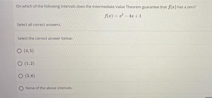 Solved On which of the following intervals does the | Chegg.com