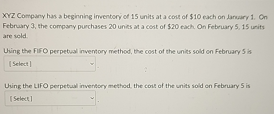 Solved Using the LIFO perpetual inventory method, the cost | Chegg.com
