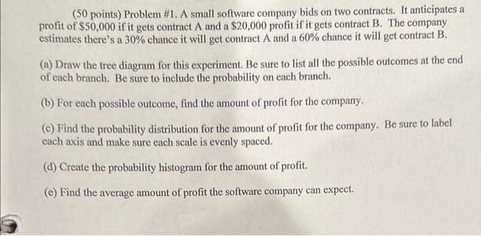 Solved (50 points) Problem \#1. A small software company | Chegg.com