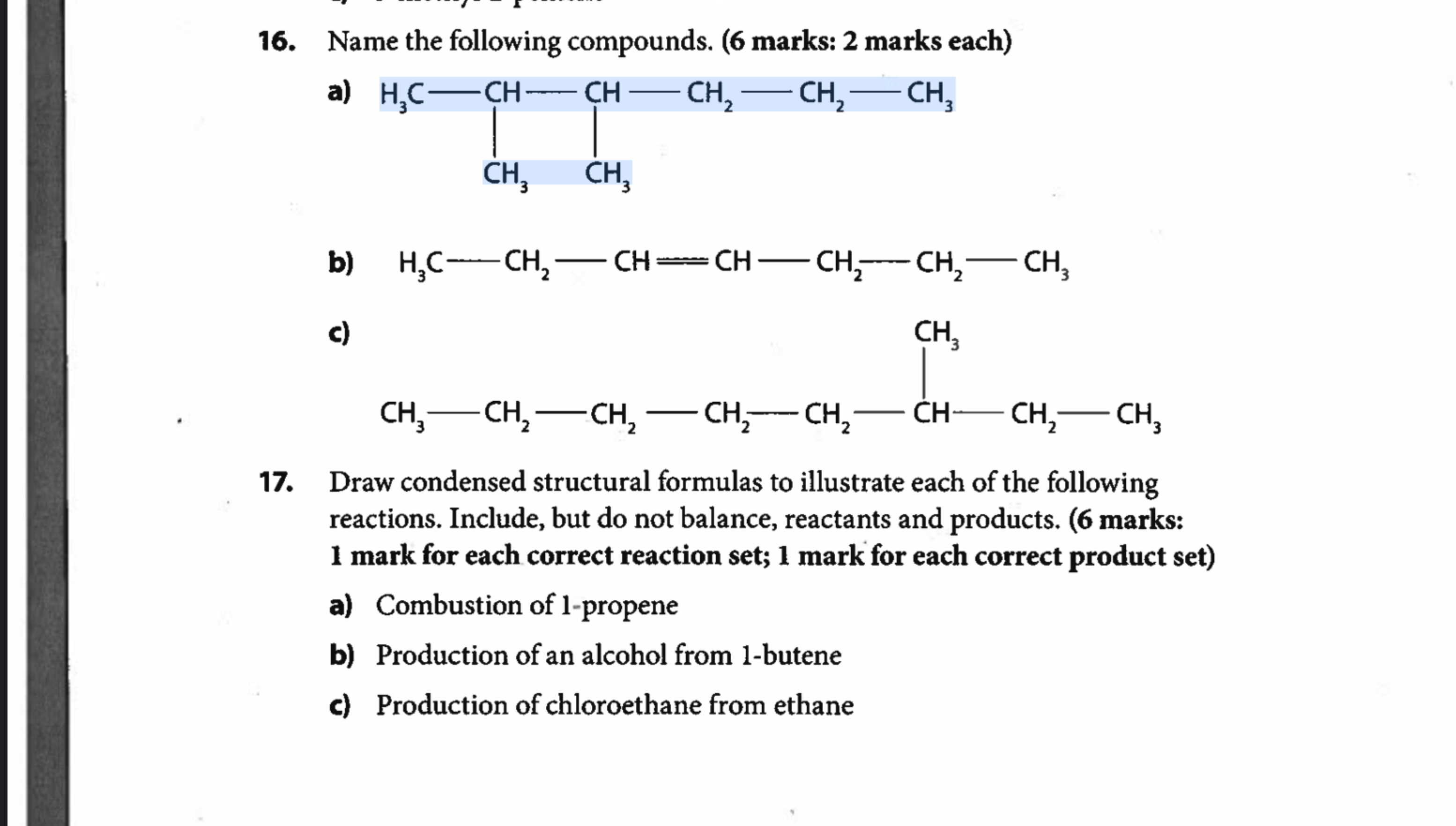 Solved Name the following compounds. (6 ﻿marks: 2 ﻿marks | Chegg.com