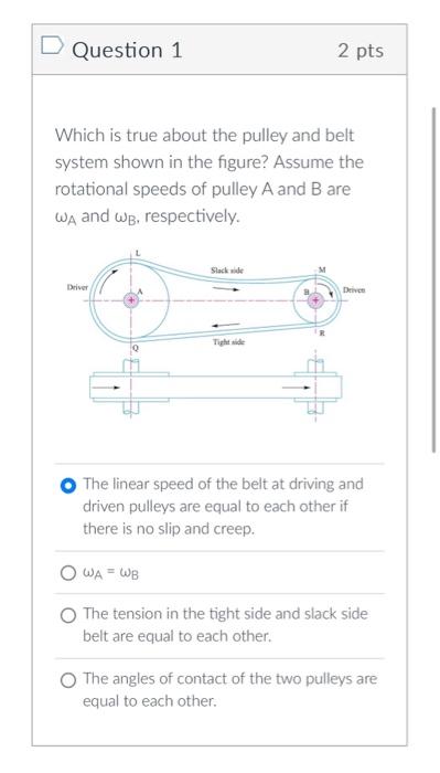 Solved Question 1 2 pts Which is true about the pulley and | Chegg.com
