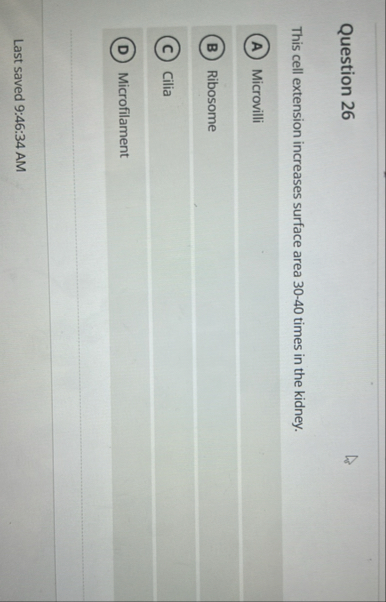 Solved Question 26This cell extension increases surface area | Chegg.com