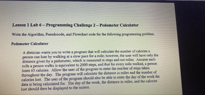 Solved Lesson 1 Lab 6- Programming Challenge 2 - Pedometer | Chegg.com