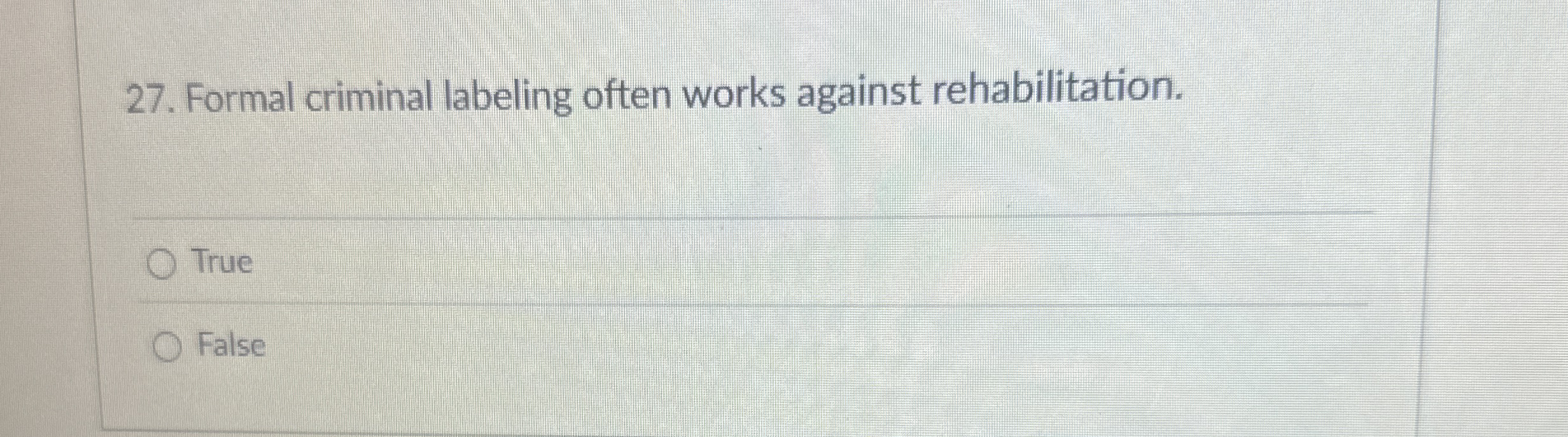 Solved Formal criminal labeling often works against | Chegg.com