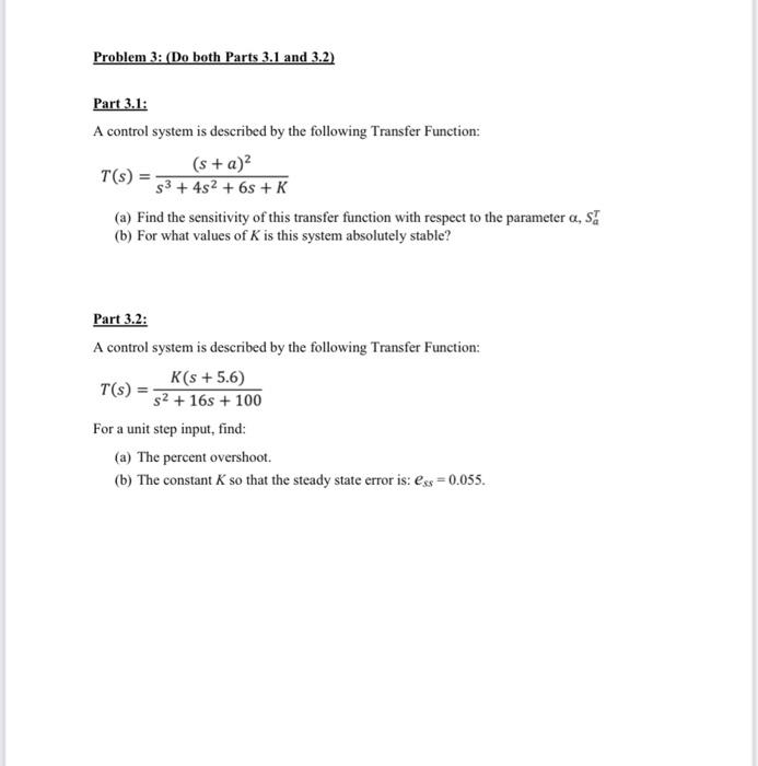 Solved Problem 3: (Do both Parts 3.1 and 3.2) Part 3.1: A | Chegg.com