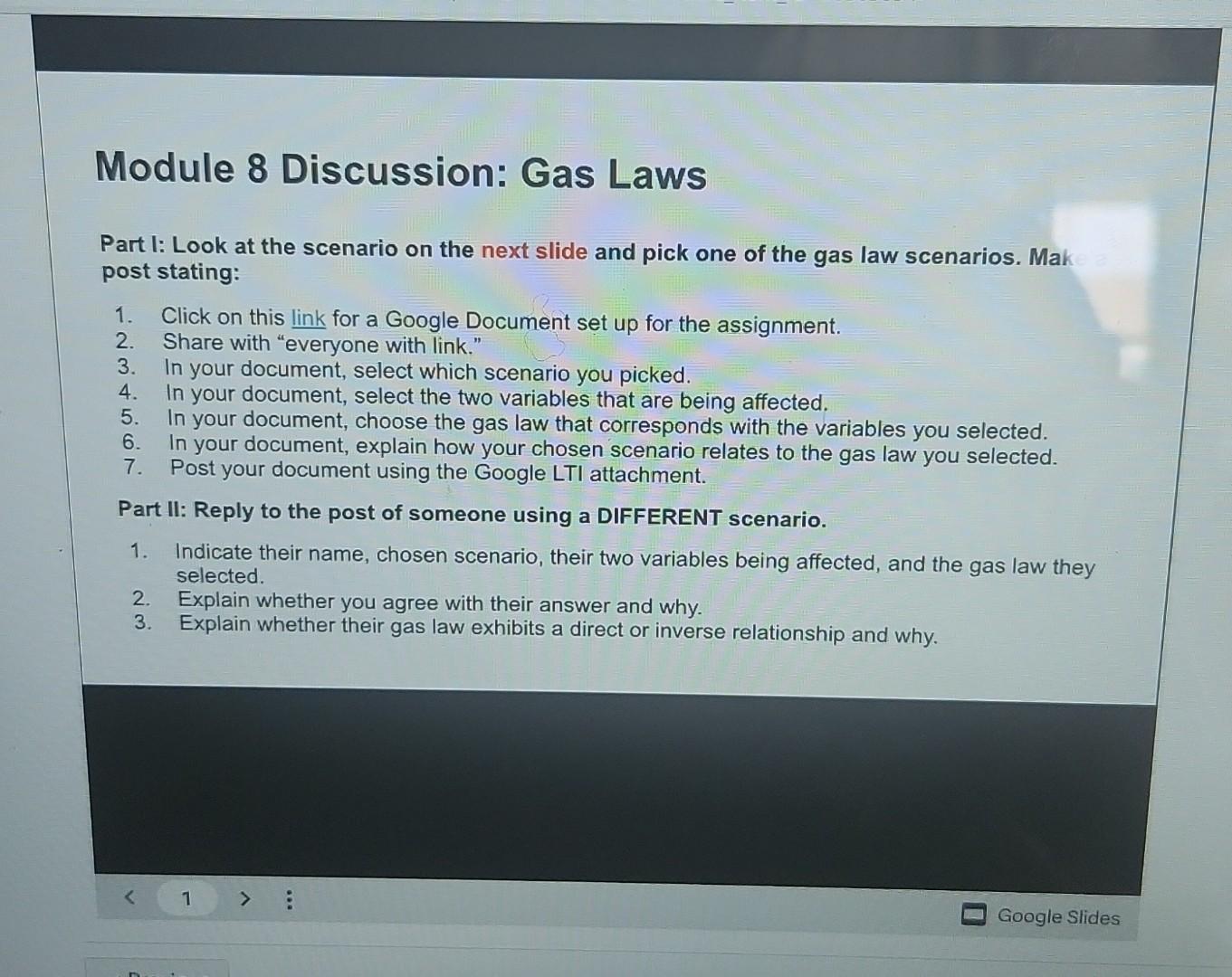 Module 8 Discussion: Gas Laws Part I: Look at the | Chegg.com