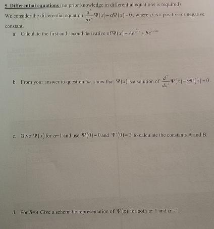 Solved Differential equations (tio prior knowledge in | Chegg.com