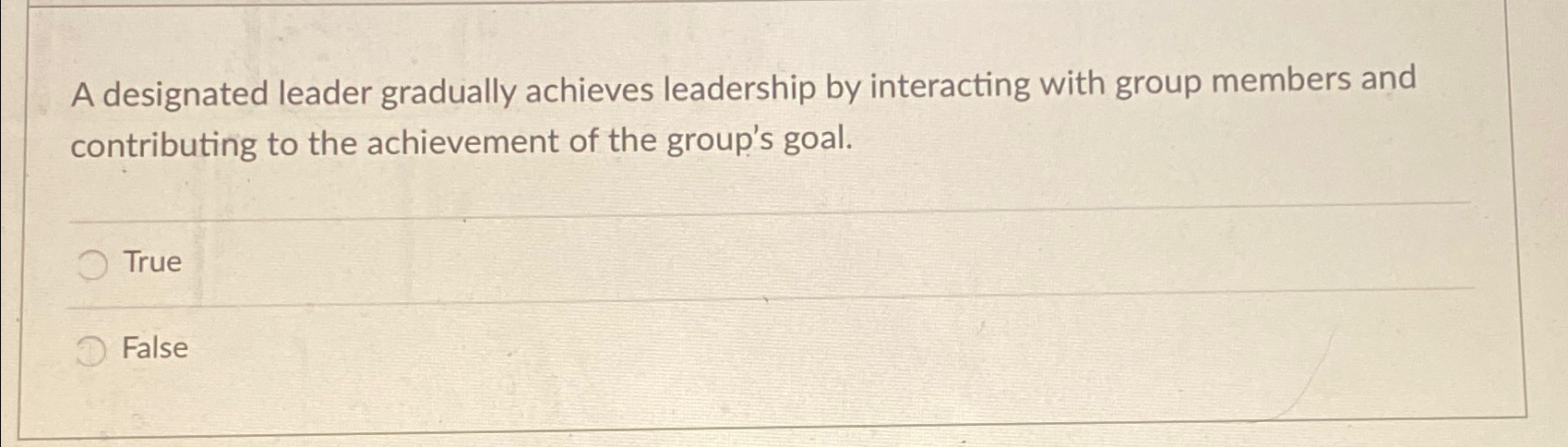 Solved A designated leader gradually achieves leadership by | Chegg.com