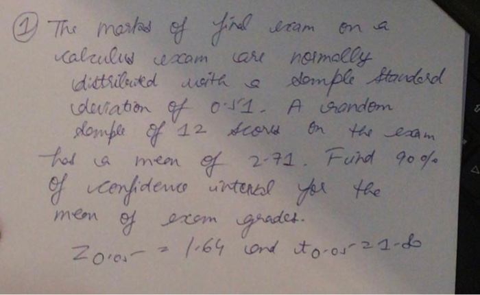 Solved marks on a Sample Standard @ The of final exam | Chegg.com