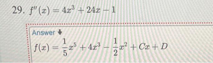 Solved f′′(x)=4x3+24x−1 Answer | Chegg.com