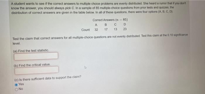 Solved A student wants to see if the correct answers to | Chegg.com