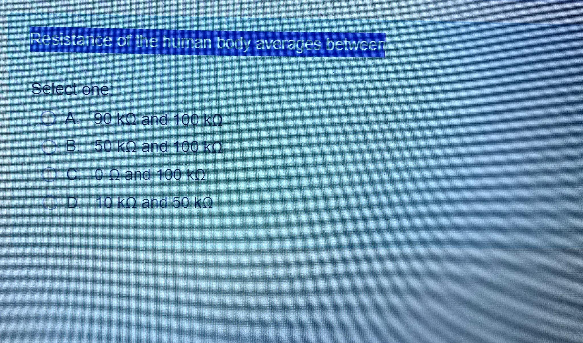 Solved Resistance of the human body averages betweenSelect | Chegg.com