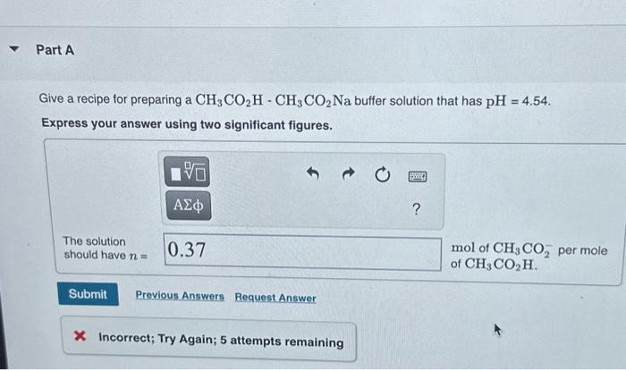 Solved Give a recipe for preparing a CH3CO2H−CH3CO2Na buffer | Chegg.com