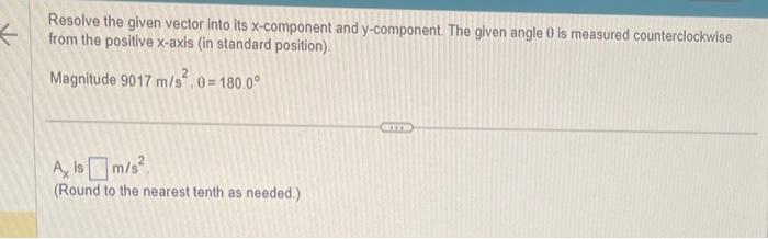 Solved Resolve the given vector into its x-component and | Chegg.com
