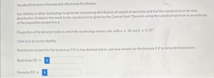 Solved Standard Error From A Formula And A Bootstrap 0774